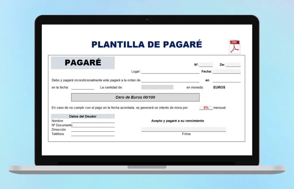 Formato De Pagaré Para Imprimir En Pdf Y Excel