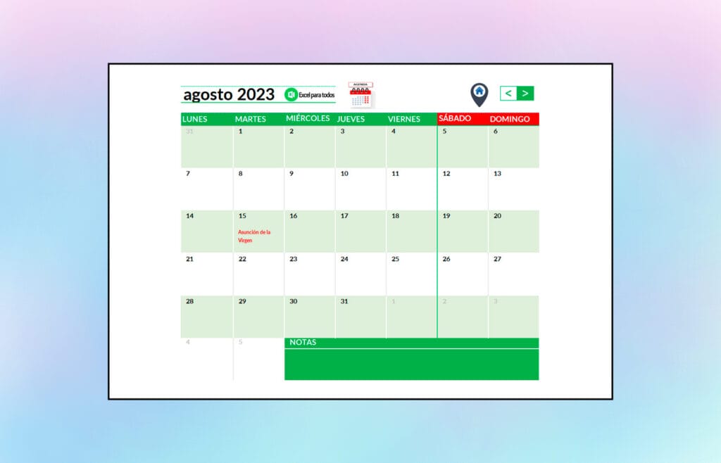 Plantilla Calendario Perpetuo en Excel