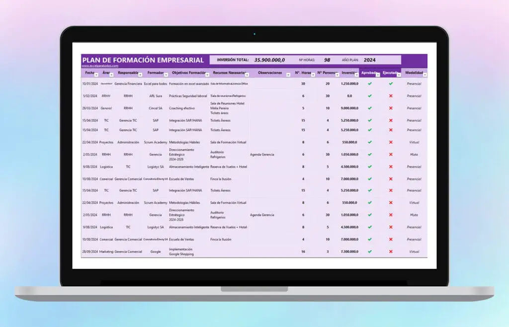 Plantilla Lista de Asistencia en Excel - Descarga Gratis