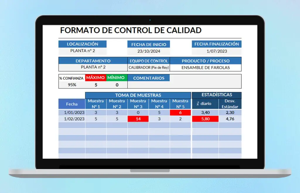 Plantilla Gráfico de Control en Excel - Descarga Gratis Plantilla Gráfico de Control en Excel - Descarga Gratis