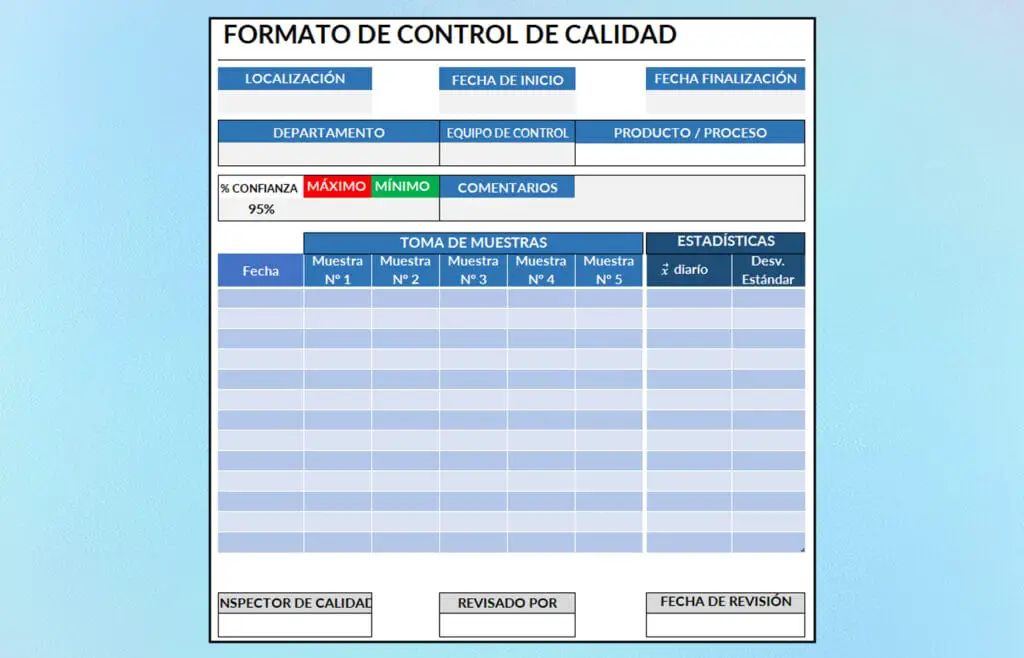 Formato de Control de Calidad en Excel y PDF