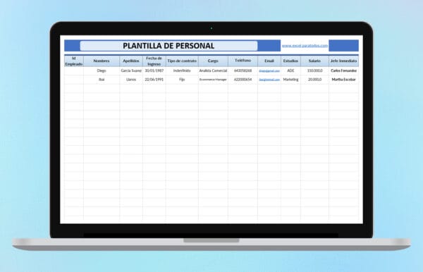 Plantilla Base de Datos de Empleados en Excel