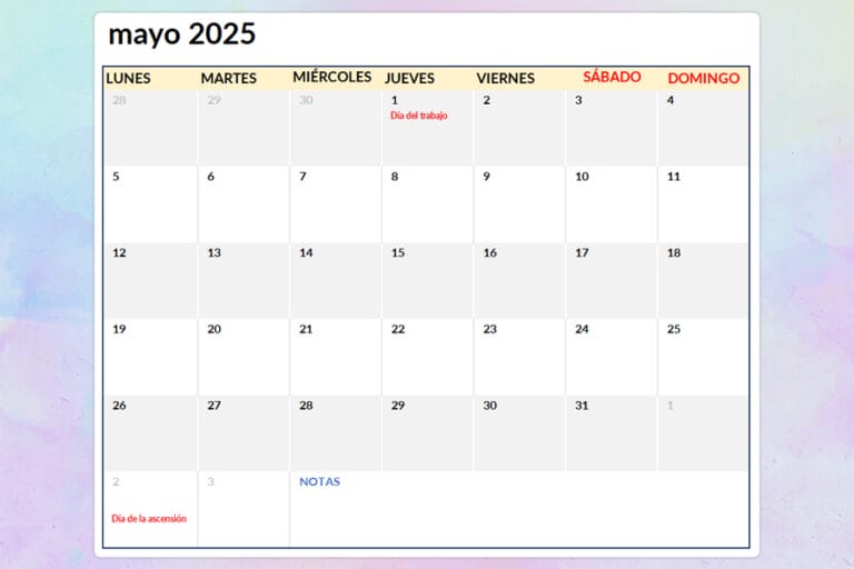 Calendario Colombia 2025 con Festivos - Imprimir PDF y Excel