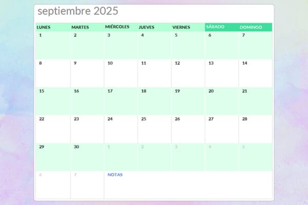 Calendario 2025 en Excel y PDF - Descarga Gratis