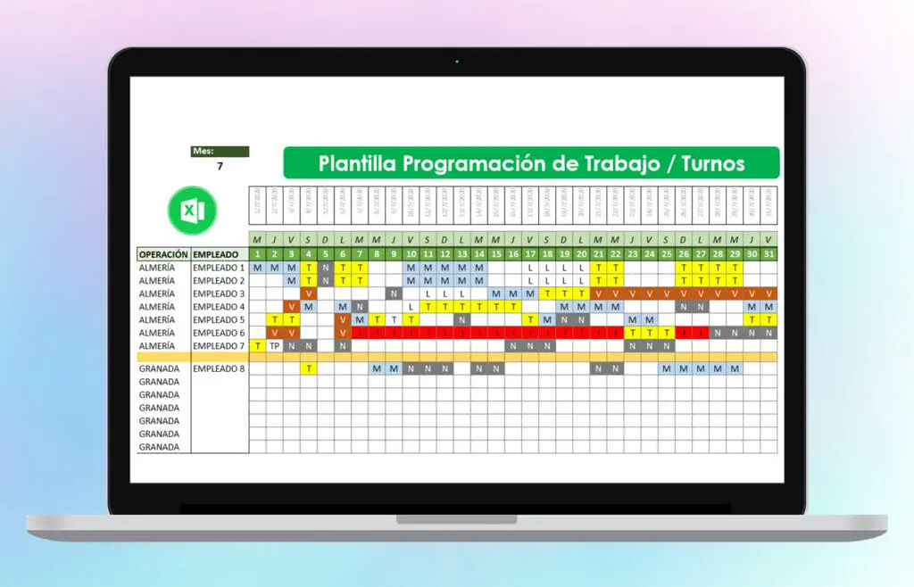 Plantilla Programación de Turnos de Trabajo en Excel