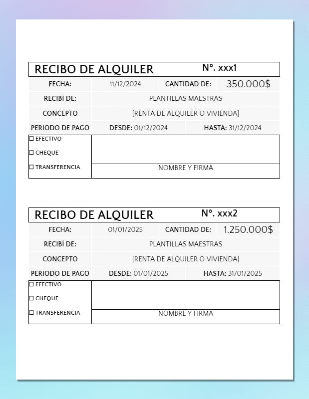 Formato De Recibo De Pago De Arrendamiento En Word Formatado - Infoupdate.org