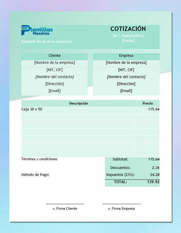 Plantilla de Cotización en Word - Descarga Gratis